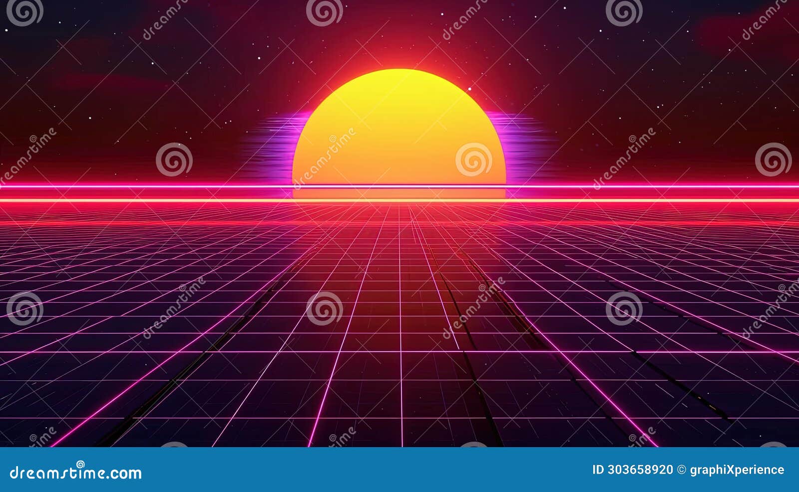 80s Synthwave Neon Grids stock illustration. Illustration of ...