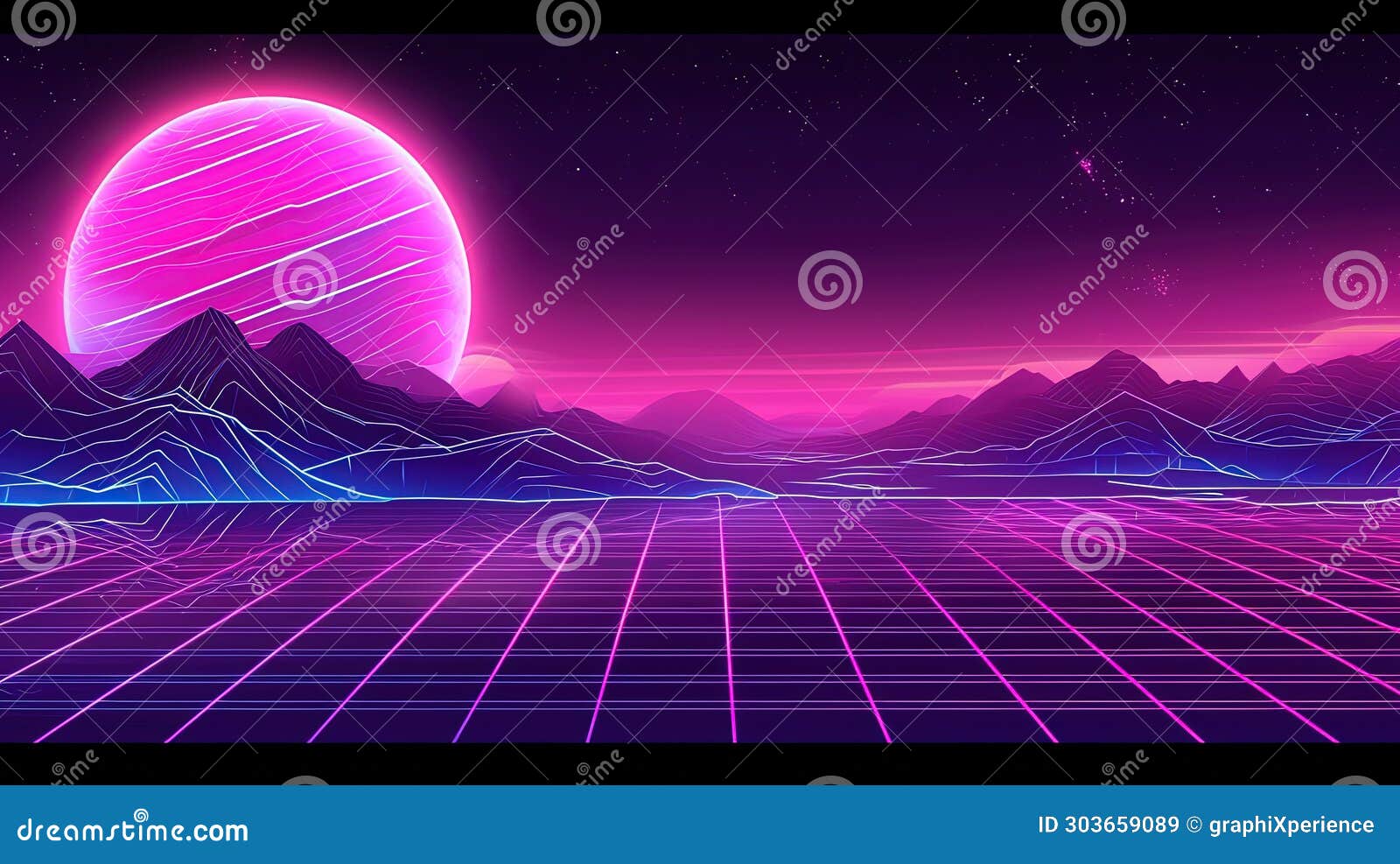 80s Synthwave Neon Grids Stock Image | CartoonDealer.com #303659089