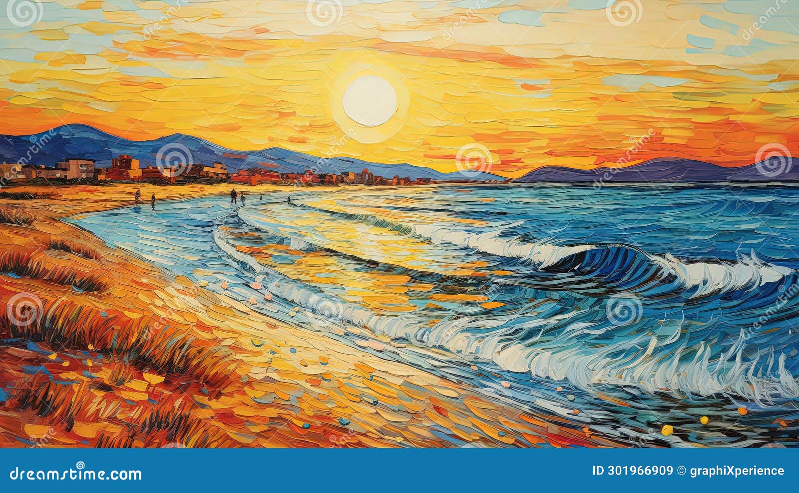 Avangarde Painting of Cyprus Beach Stock Illustration - Illustration of seascape, water: 301966909
