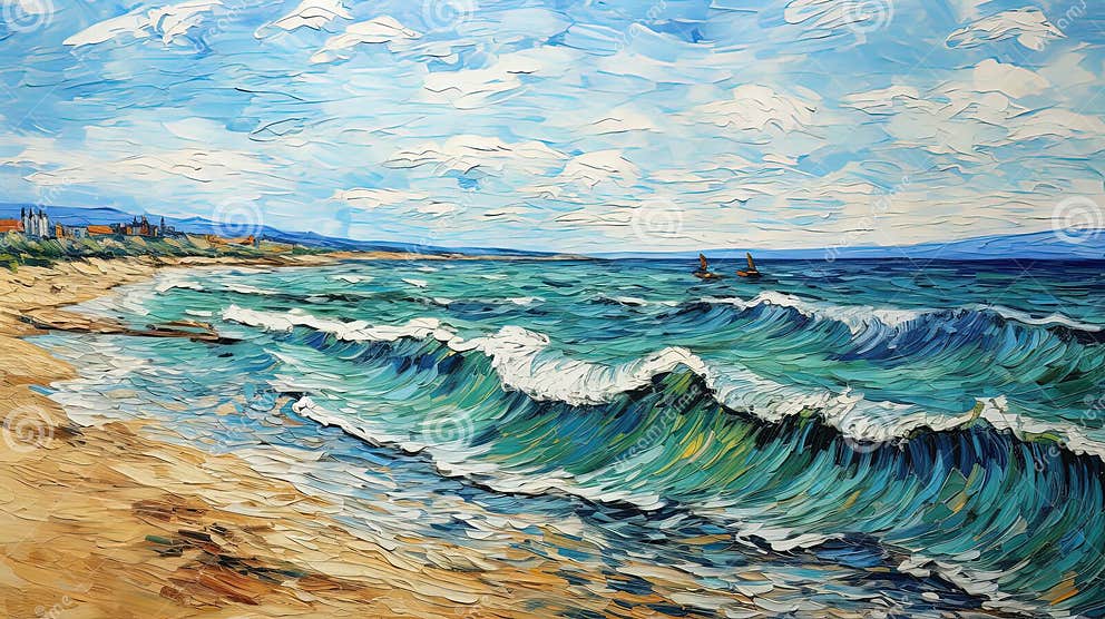 Avangarde Painting of Cyprus Beach Stock Illustration - Illustration of painting, island: 301967122