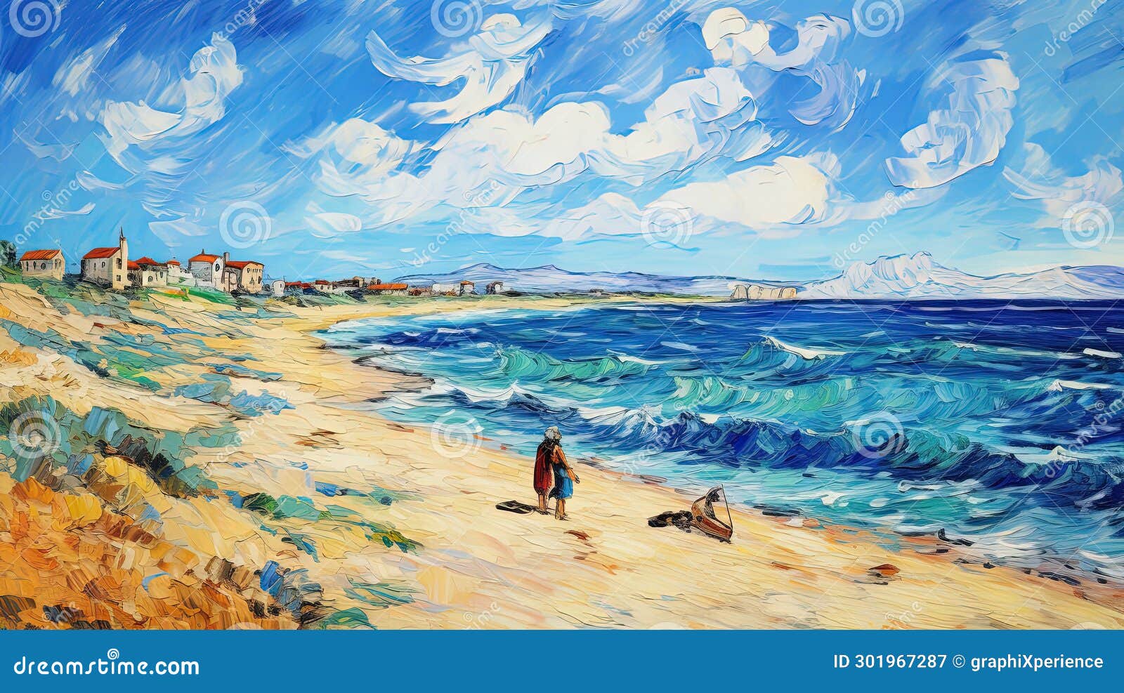 Avangarde Painting of Cyprus Beach Stock Illustration - Illustration of clear, travel: 301967287