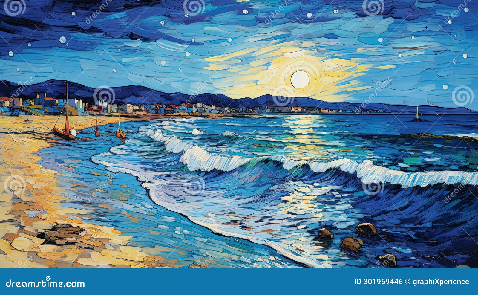 Avangarde Painting of Cyprus Beach Stock Illustration - Illustration of coastline, blue: 301969446