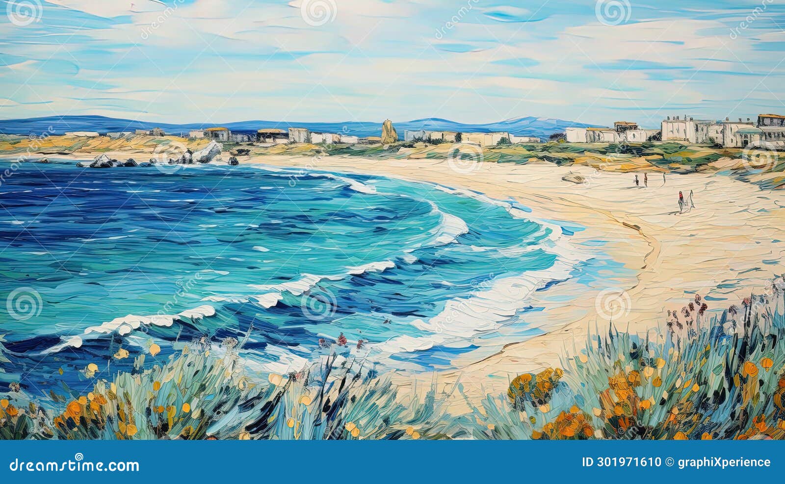 Avangarde Painting of Cyprus Beach Stock Illustration - Illustration of blue, view: 301971610