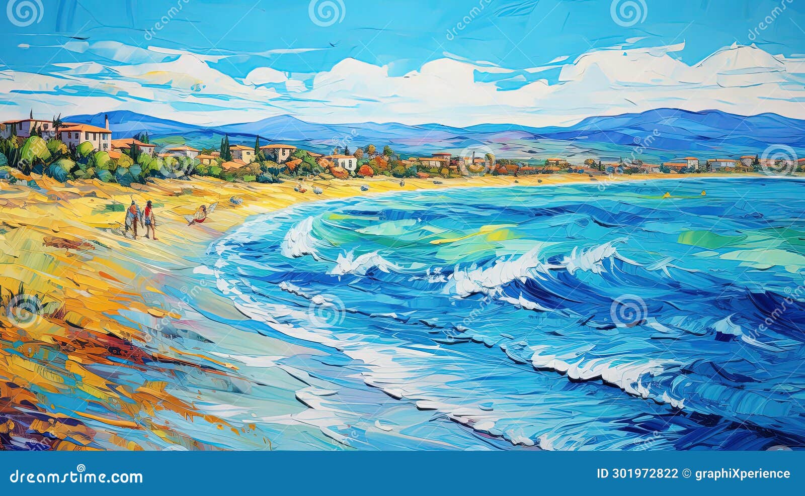 Avangarde Painting of Cyprus Beach Stock Illustration - Illustration of travel, tropical: 301972822
