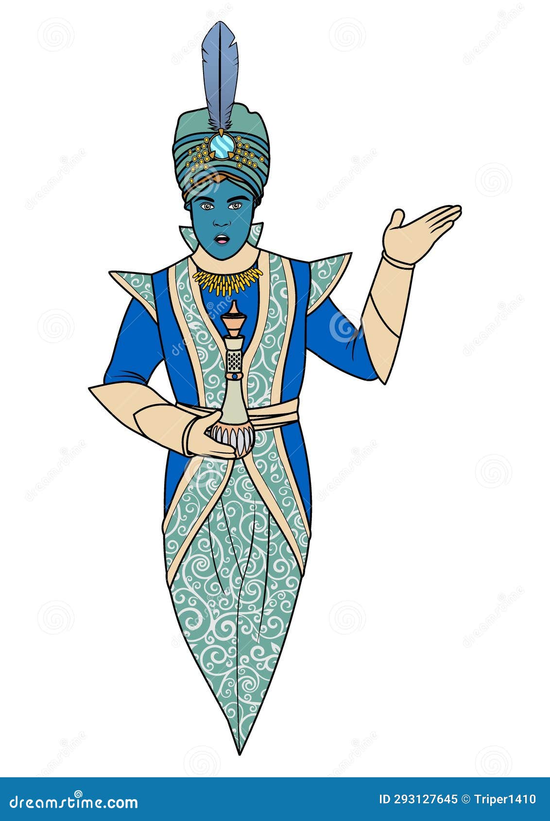 An Illustration of a Genie Floating and Explaining Something Stock ...
