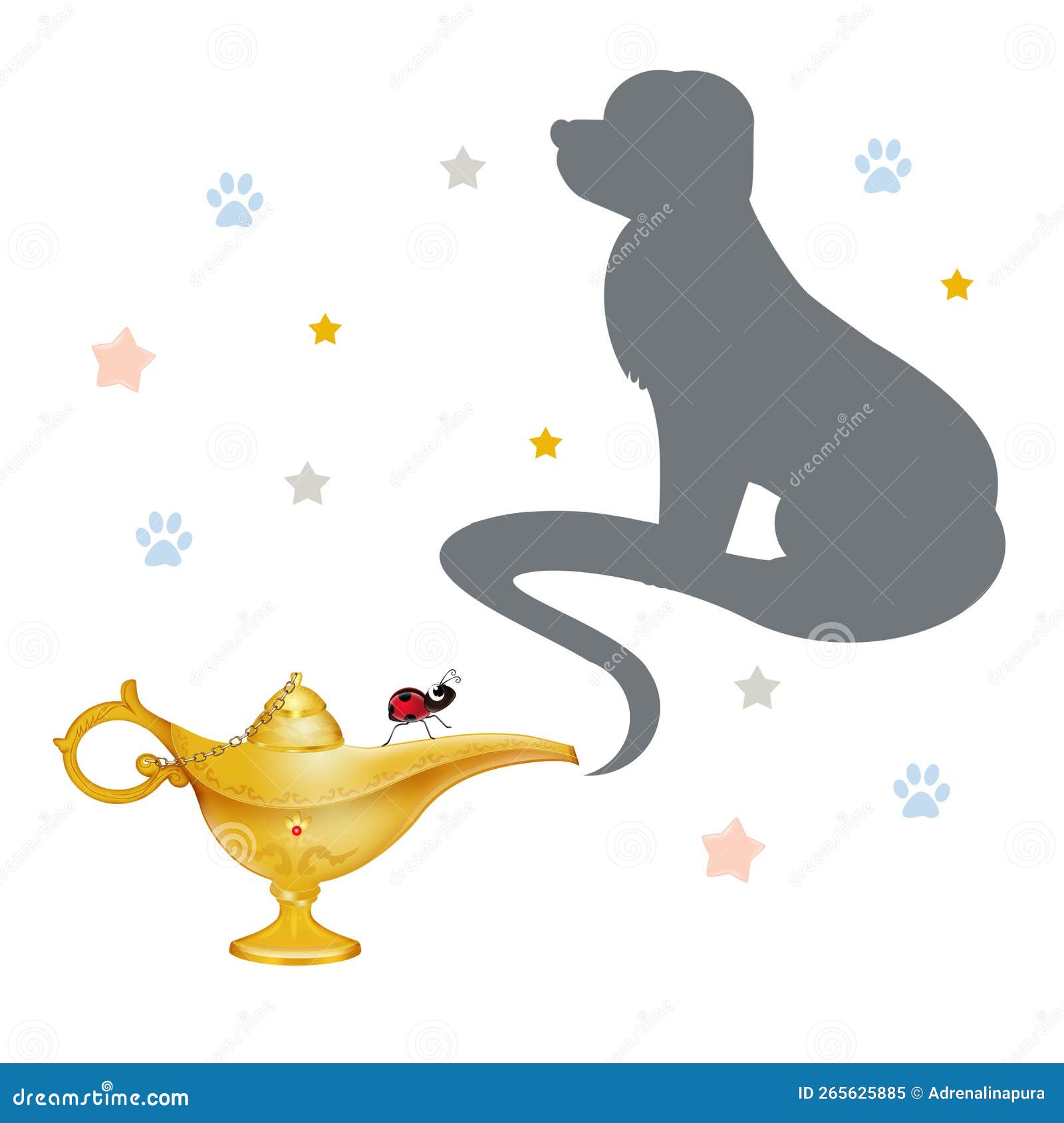Illustration of Genius Dog in the Magic Lamp Stock Illustration ...