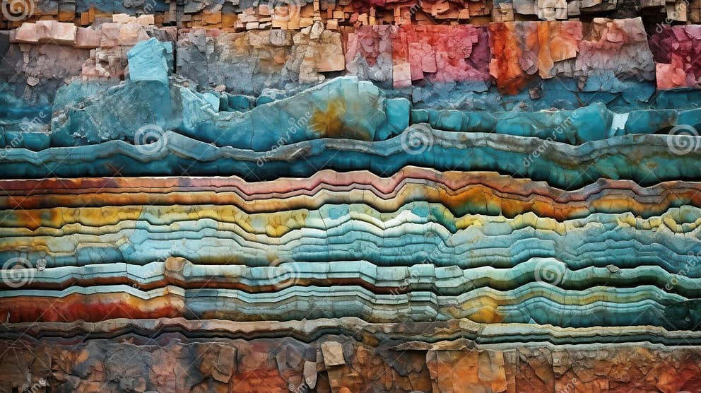 An Illustration of Geologic Rock Layers Showcasing Different Colors and ...