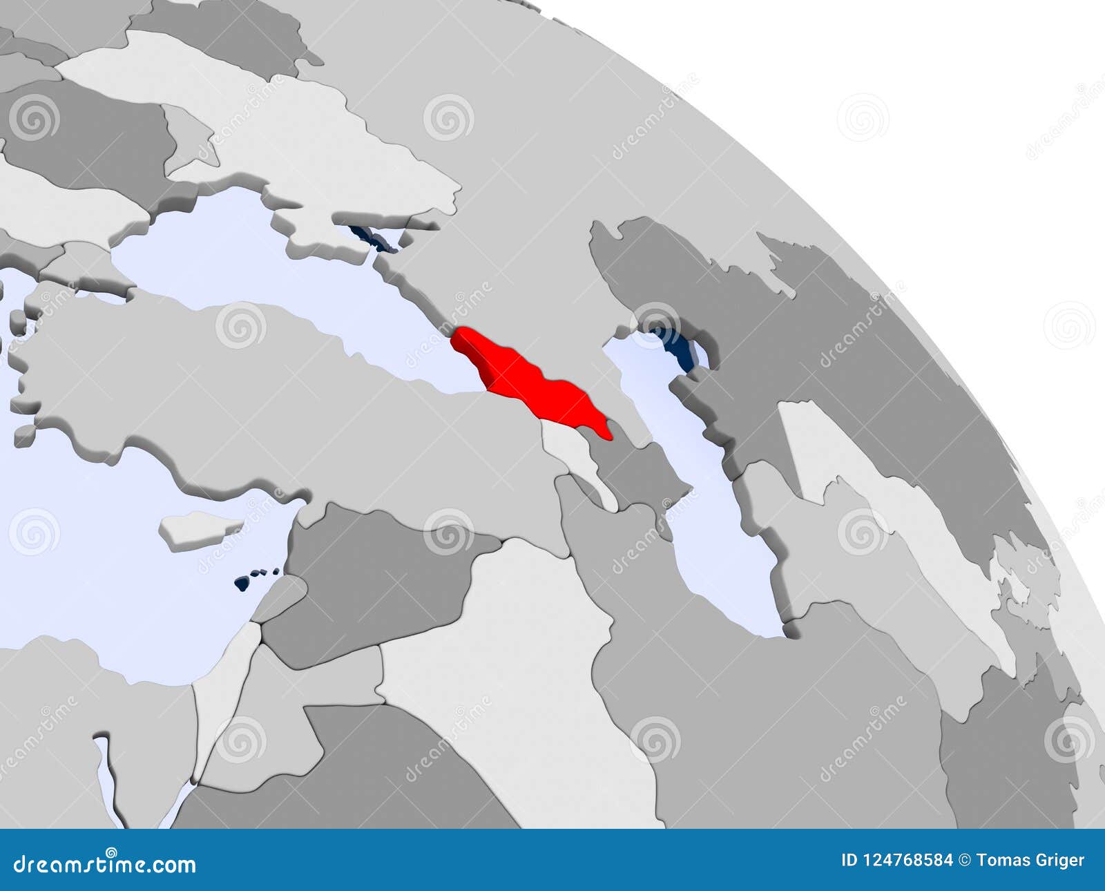 Georgia in red on map stock illustration. Illustration of render ...