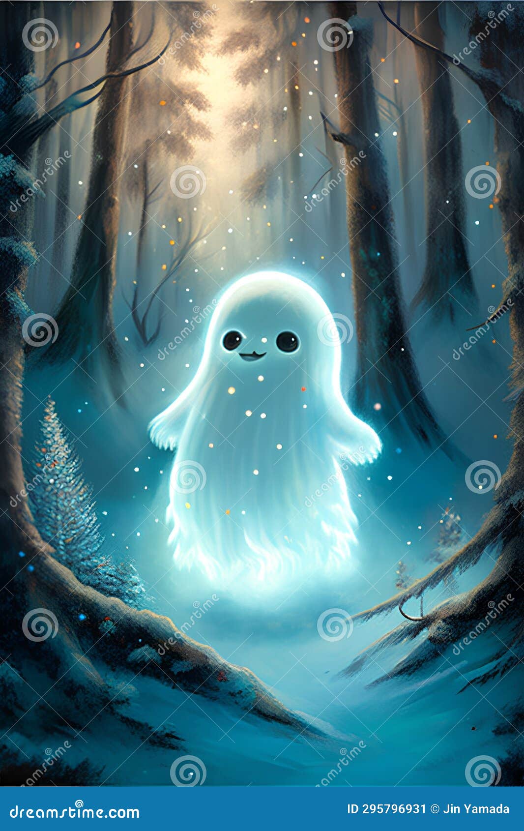 Illustration of a Ghost in the Winter Forest. Illustration for ...