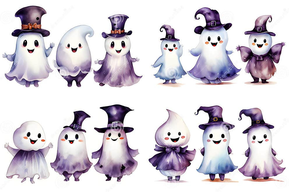 Illustration Ghosts Doll Halloween of Various Shapes.,Generative Ai ...