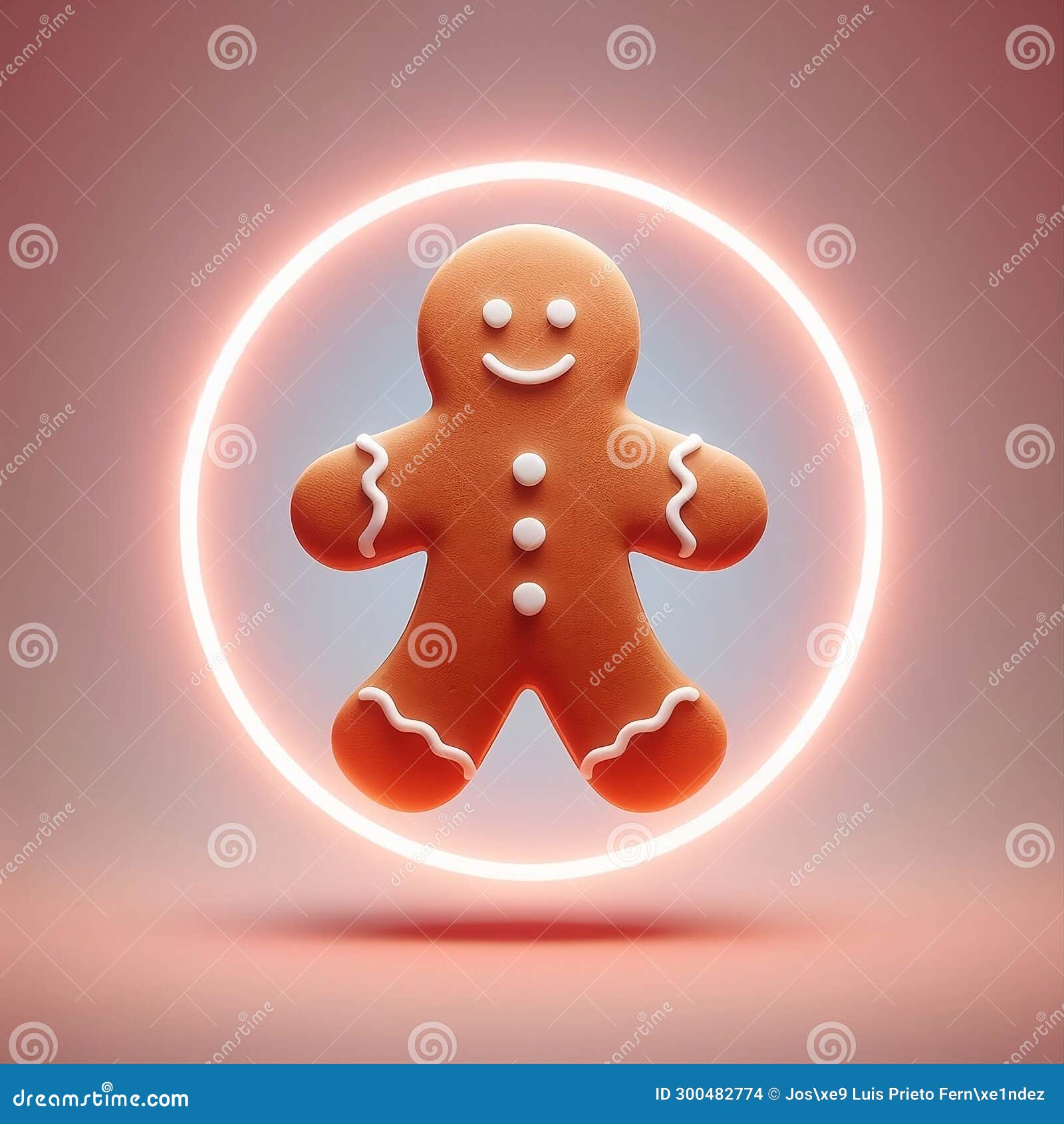 A Gingerbread Man Surrounded by a Bright Circle Stock Illustration ...