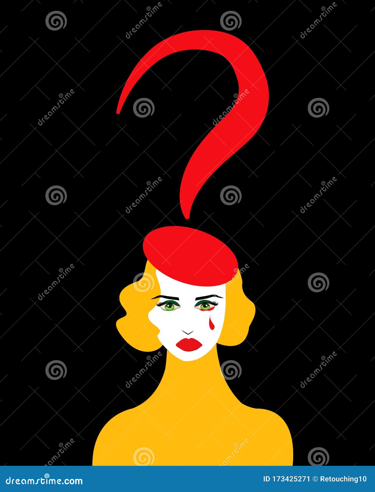 Illustration of a Girl with a Question Mark Hat Stock Vector ...