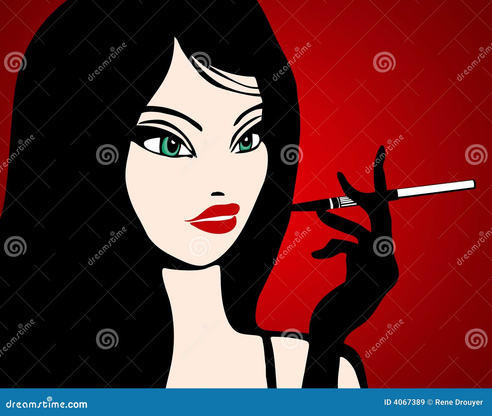 Illustration of a Girl Smoking Stock Vector - Illustration of skin ...