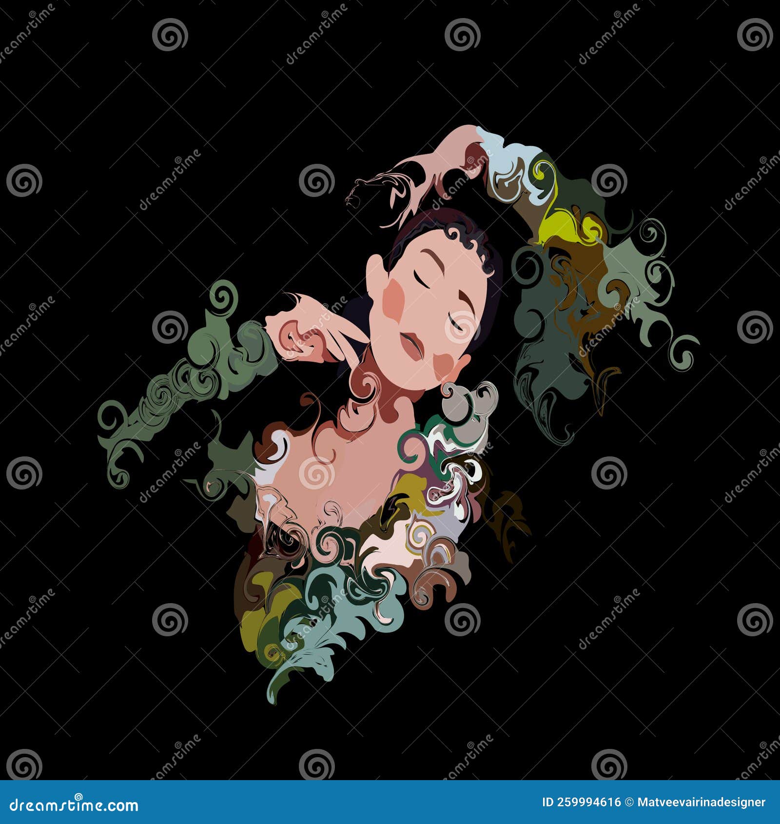 Illustration of a Girl in a Stylized Manner Stock Illustration ...