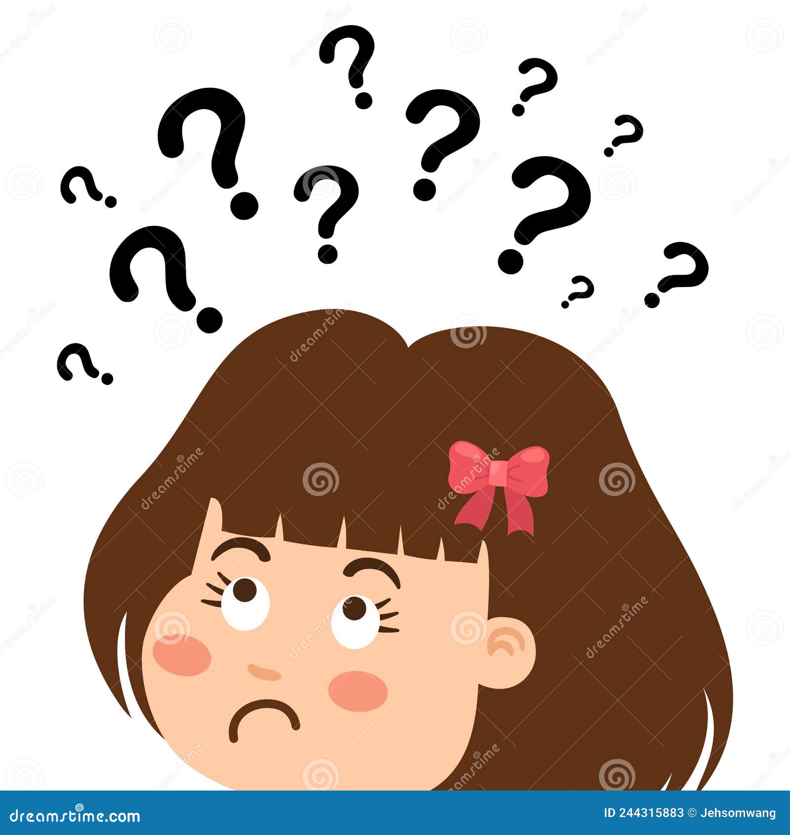 Girl Thinking with Question Marks Vector Stock Vector - Illustration of ...