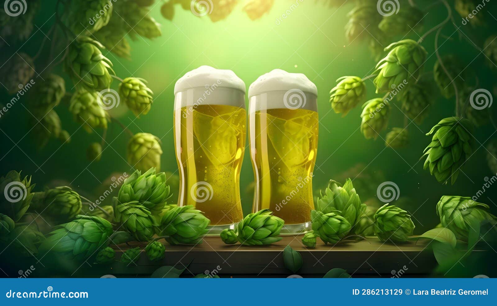Illustration Glass of Beer with Lupus Stock Illustration - Illustration ...