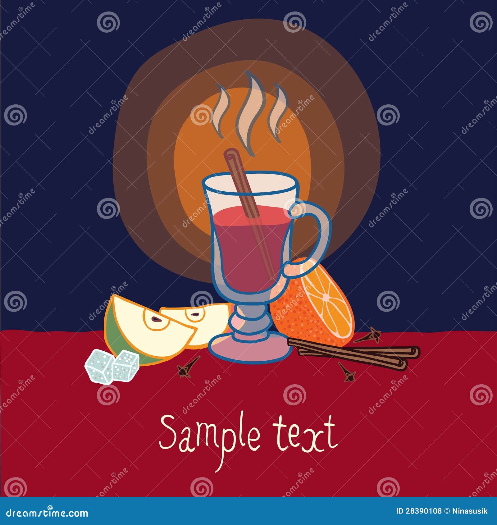 Illustration with a Glass of Mulled Wine Stock Vector - Illustration of ...