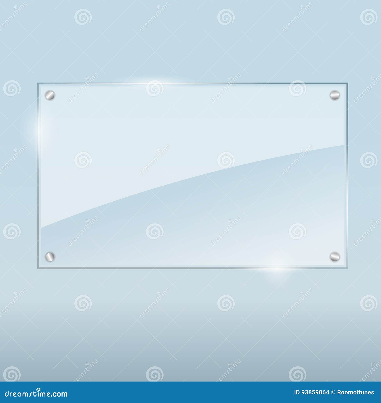 Illustration of Glass or Plastic Transparent Panel on Blue Background ...