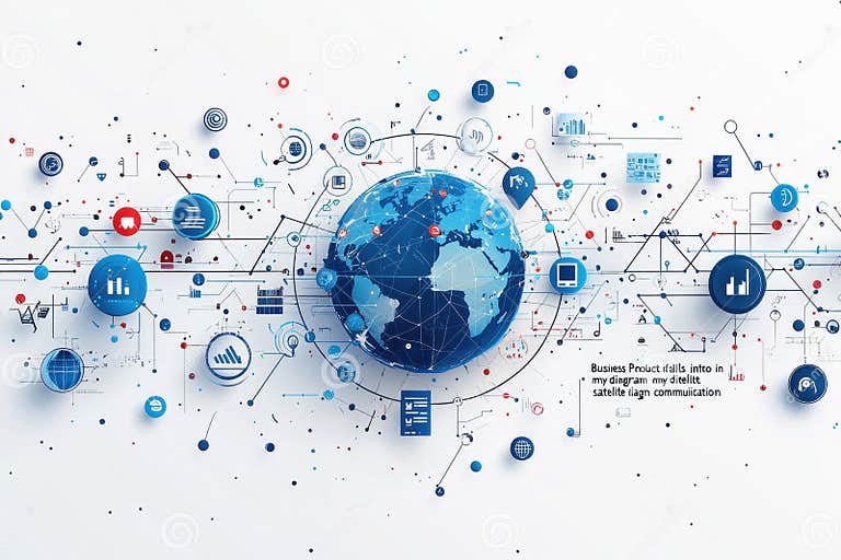 Illustration of Global Network and Communication Systems with ...