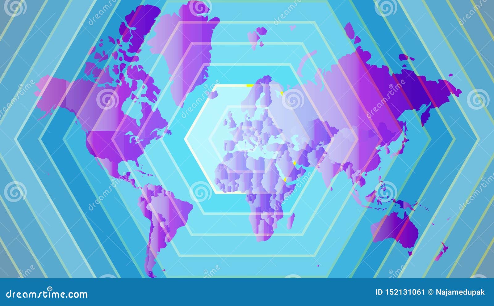 Illustration of Globe Map with Geometric Shapes Pattern Imposed Stock ...