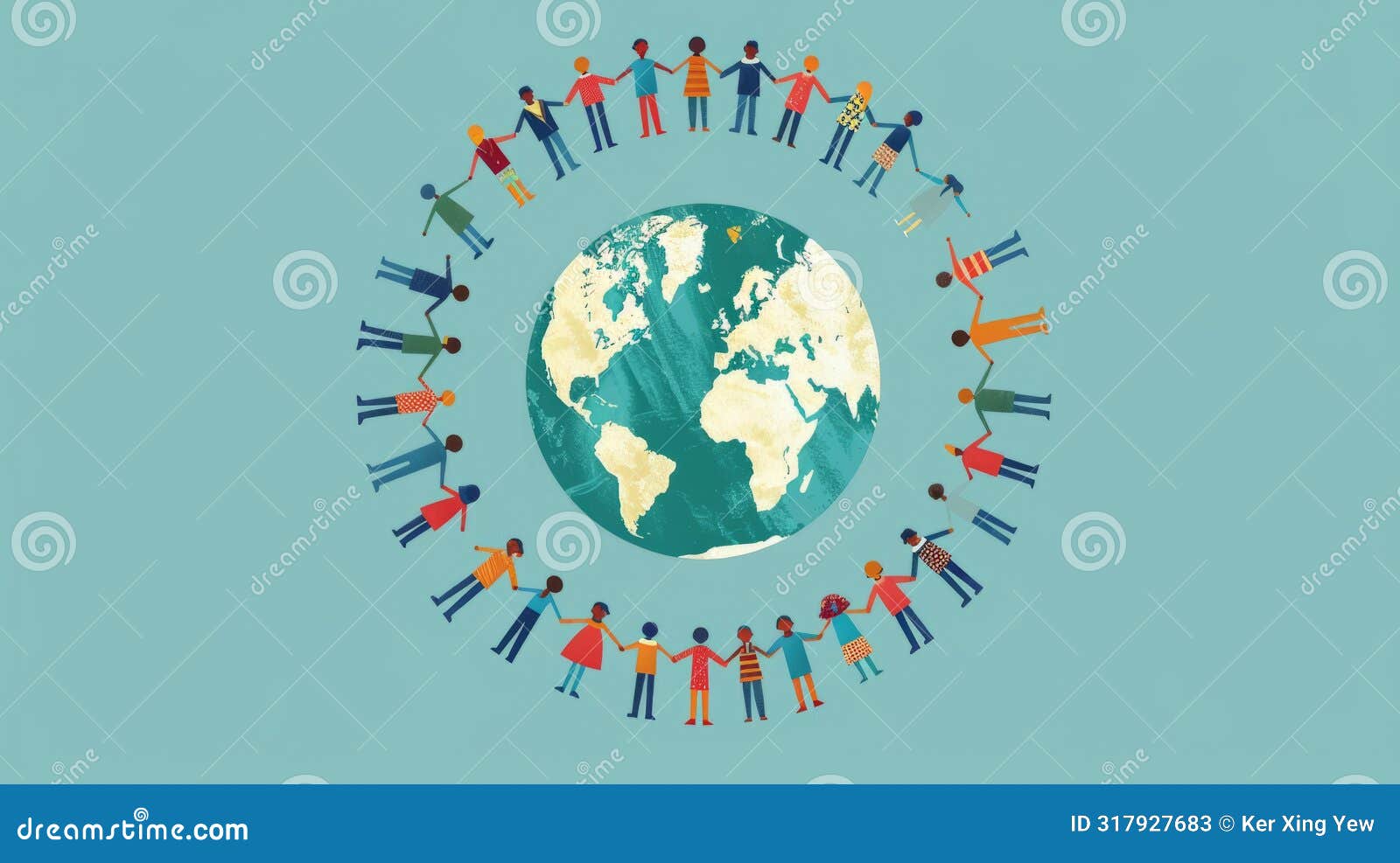 Illustration of a Globe with People of Various Cultures Holding Hands ...
