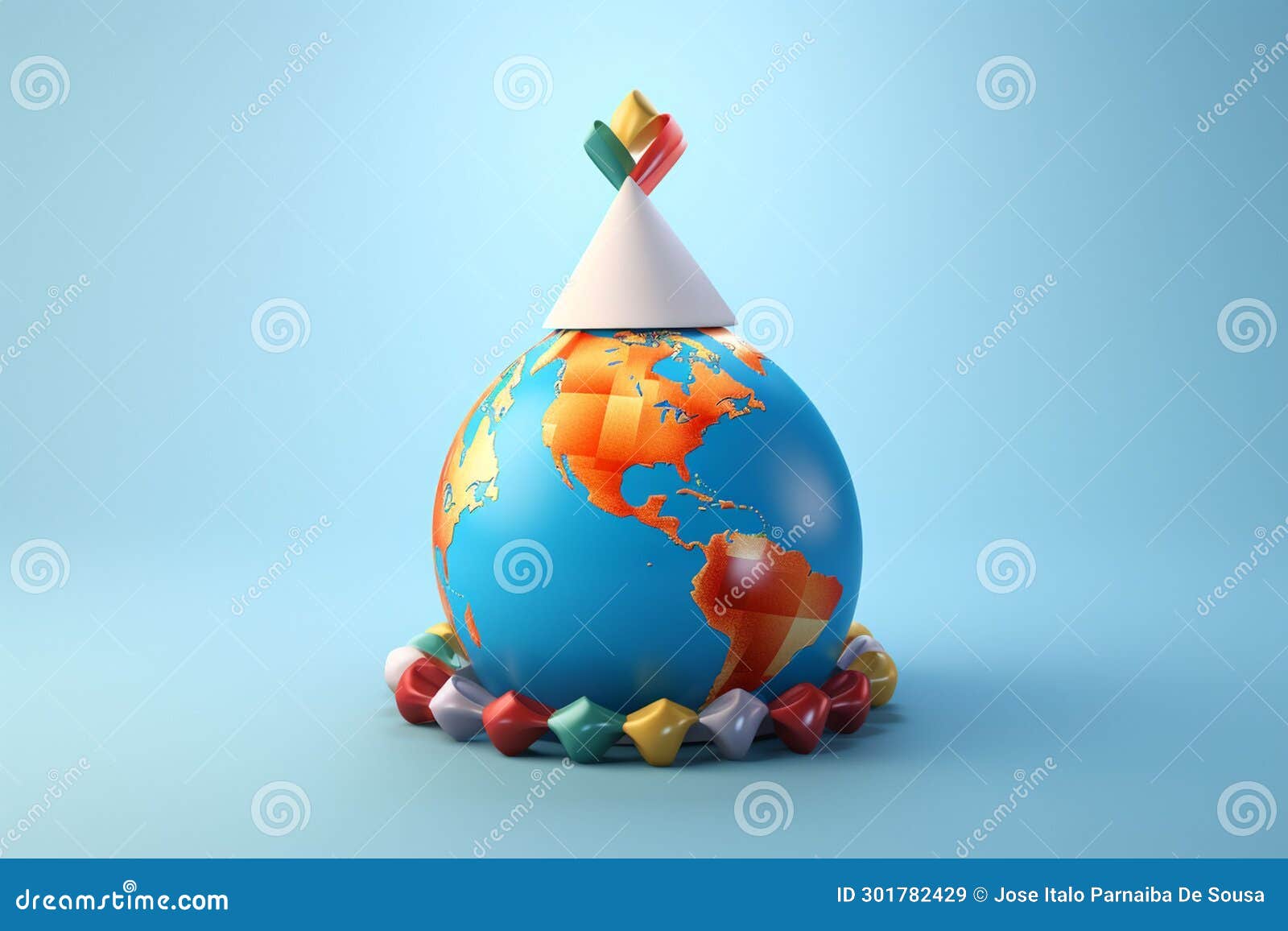 Illustration of a Globe Wearing a Party Hat Stock Illustration - Illustration of food, object ...