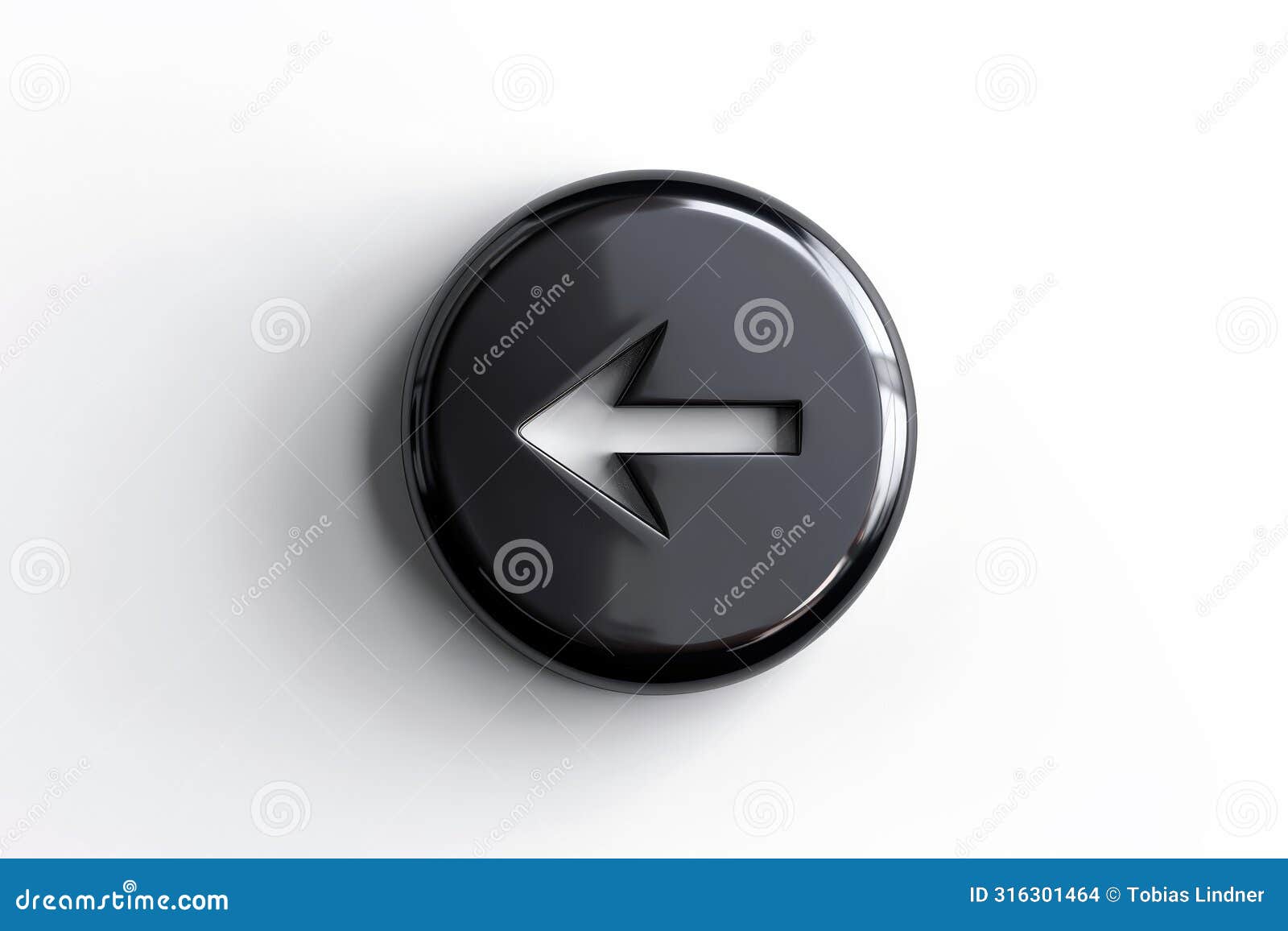 Illustration of Glossy Black Button with Arrow To the Left, Isolated on ...