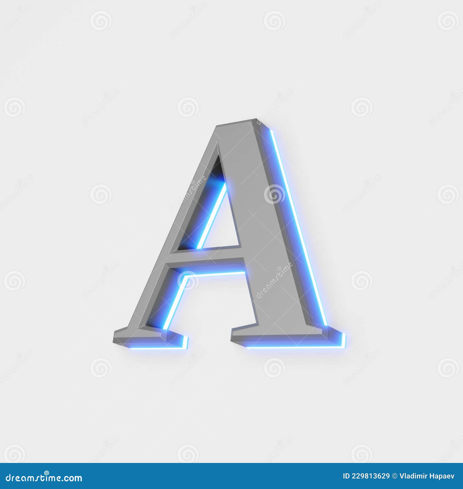 Illustration of Glowing Letter a on White Background. 3d Illustration ...