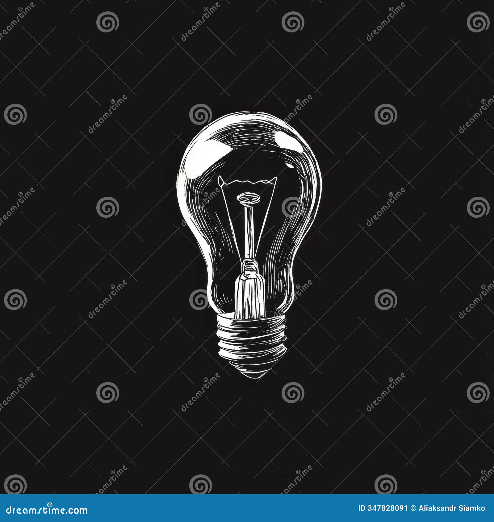Illustration of a Glowing Light Bulb with a Black Background Stock ...