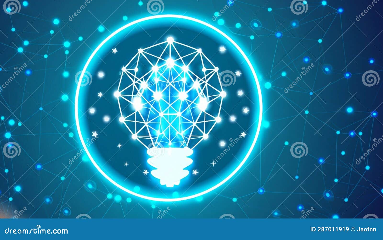 Illustration of a Glowing Light Bulb on a Blue Background with ...