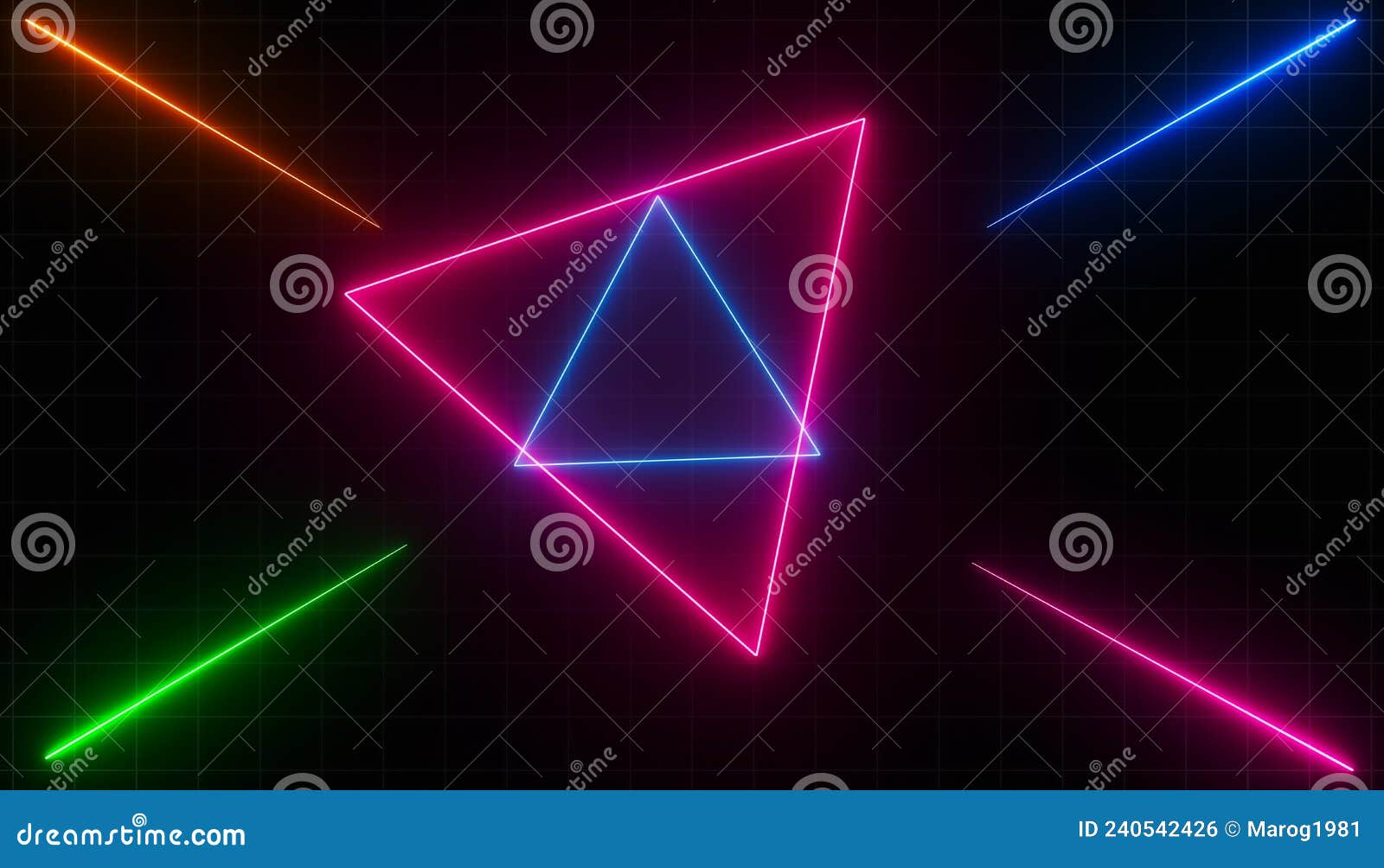 Illustration of Glowing Neon Triangles and Lines in Rainbow Colors ...