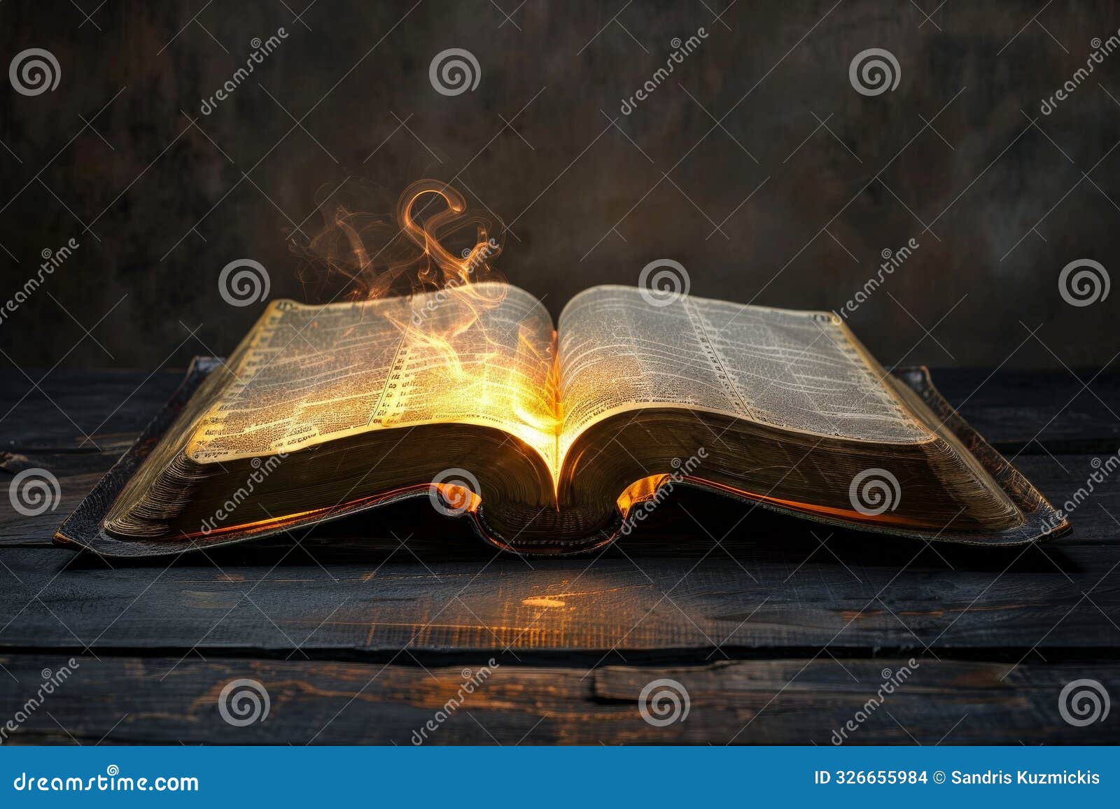 Illustration of Glowing Open Bible Scroll. Generative AI. Stock ...