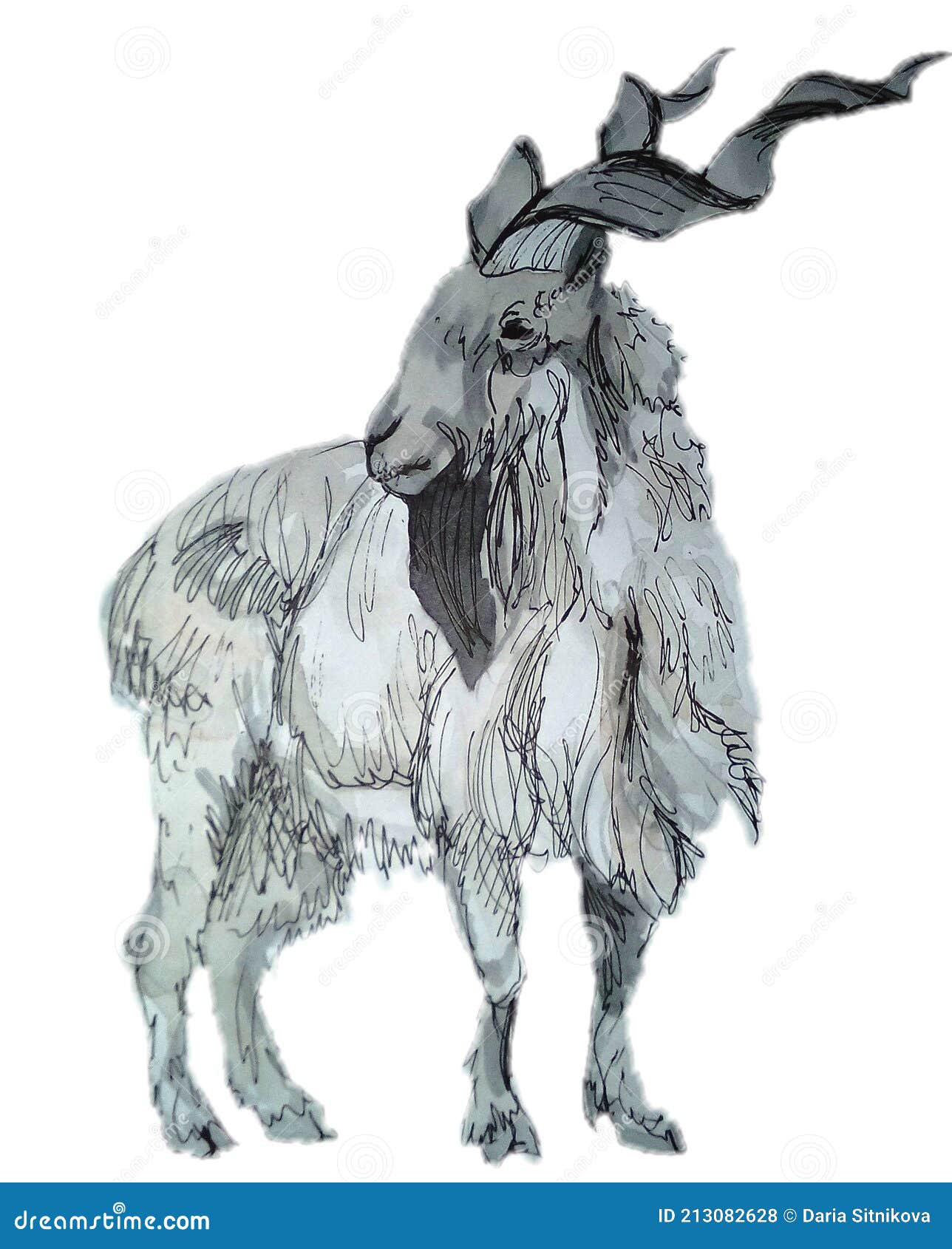Illustration of a goat stock illustration. Illustration of horn - 213082628