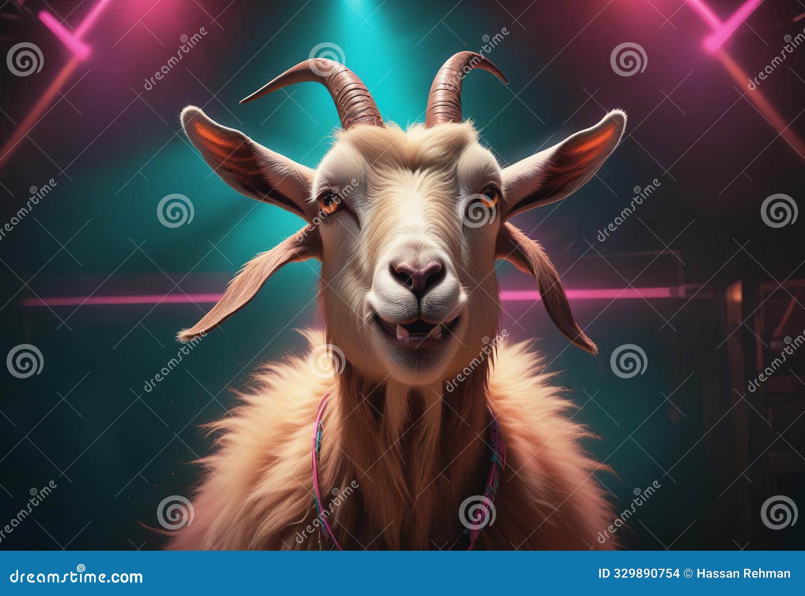 Illustration of Goat with Bright Neon Illumination Stock Illustration ...