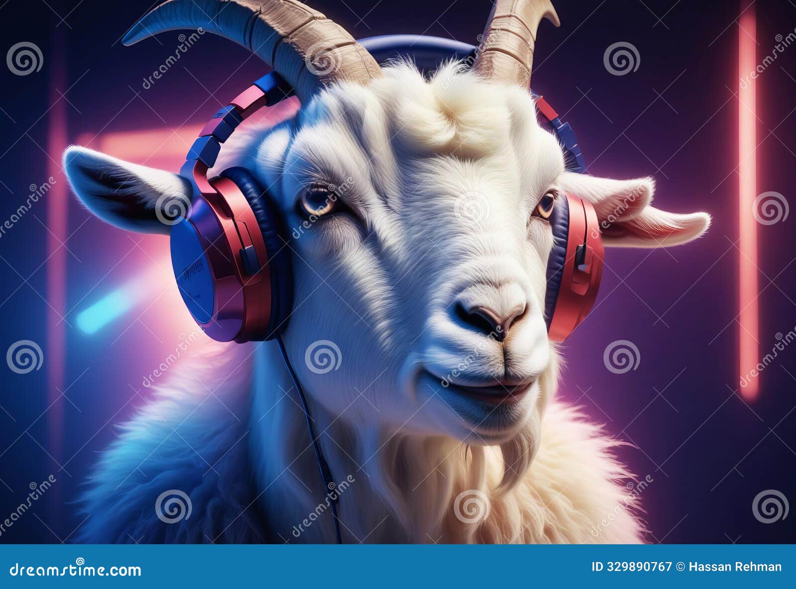 Illustration of Goat with Bright Neon Illumination Stock Illustration ...