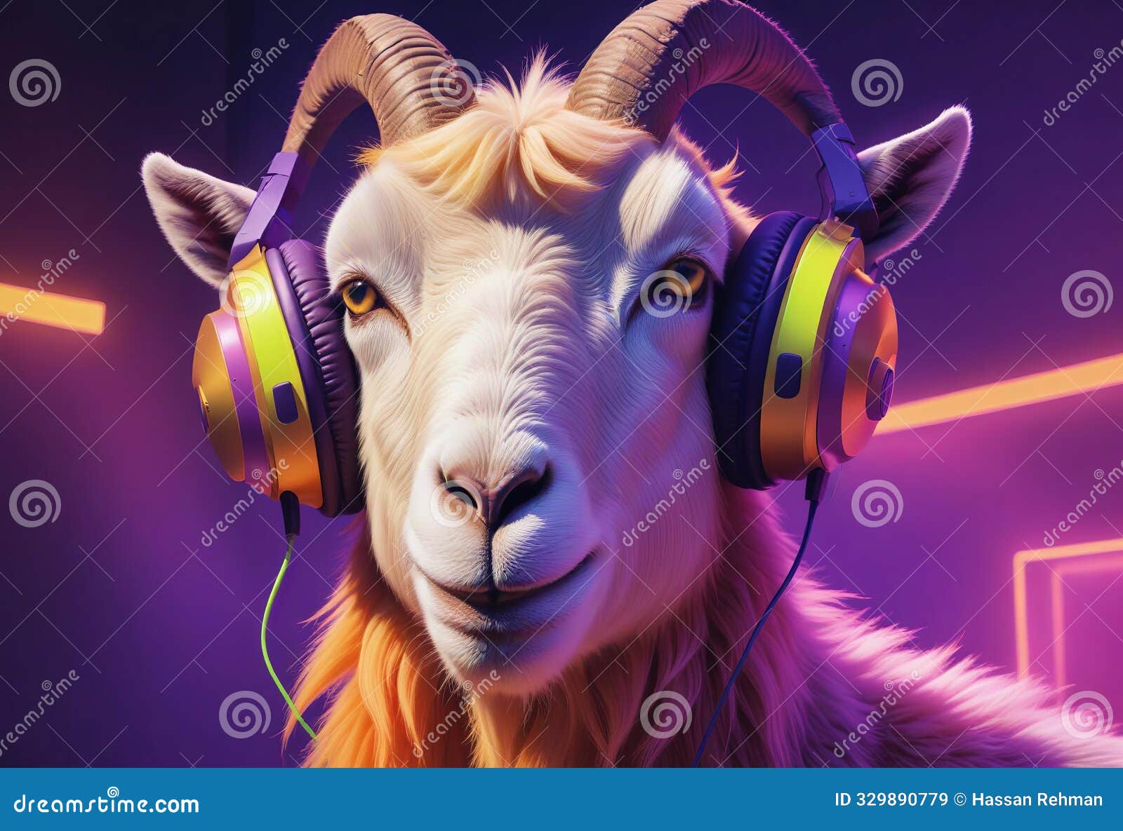 Illustration of Goat with Bright Neon Illumination Stock Illustration ...