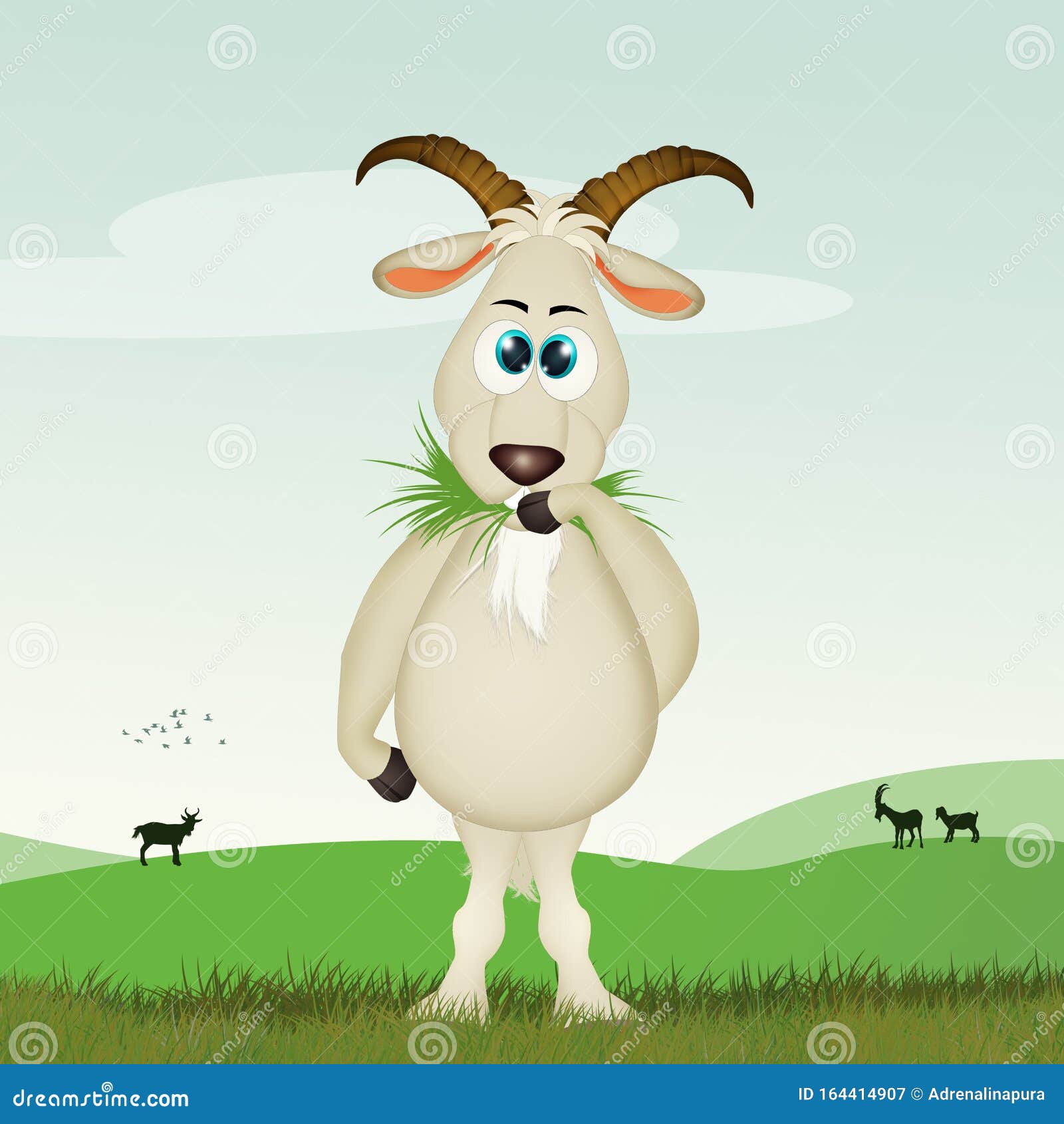 Illustration of Goat Eat Grass Stock Illustration - Illustration of ...
