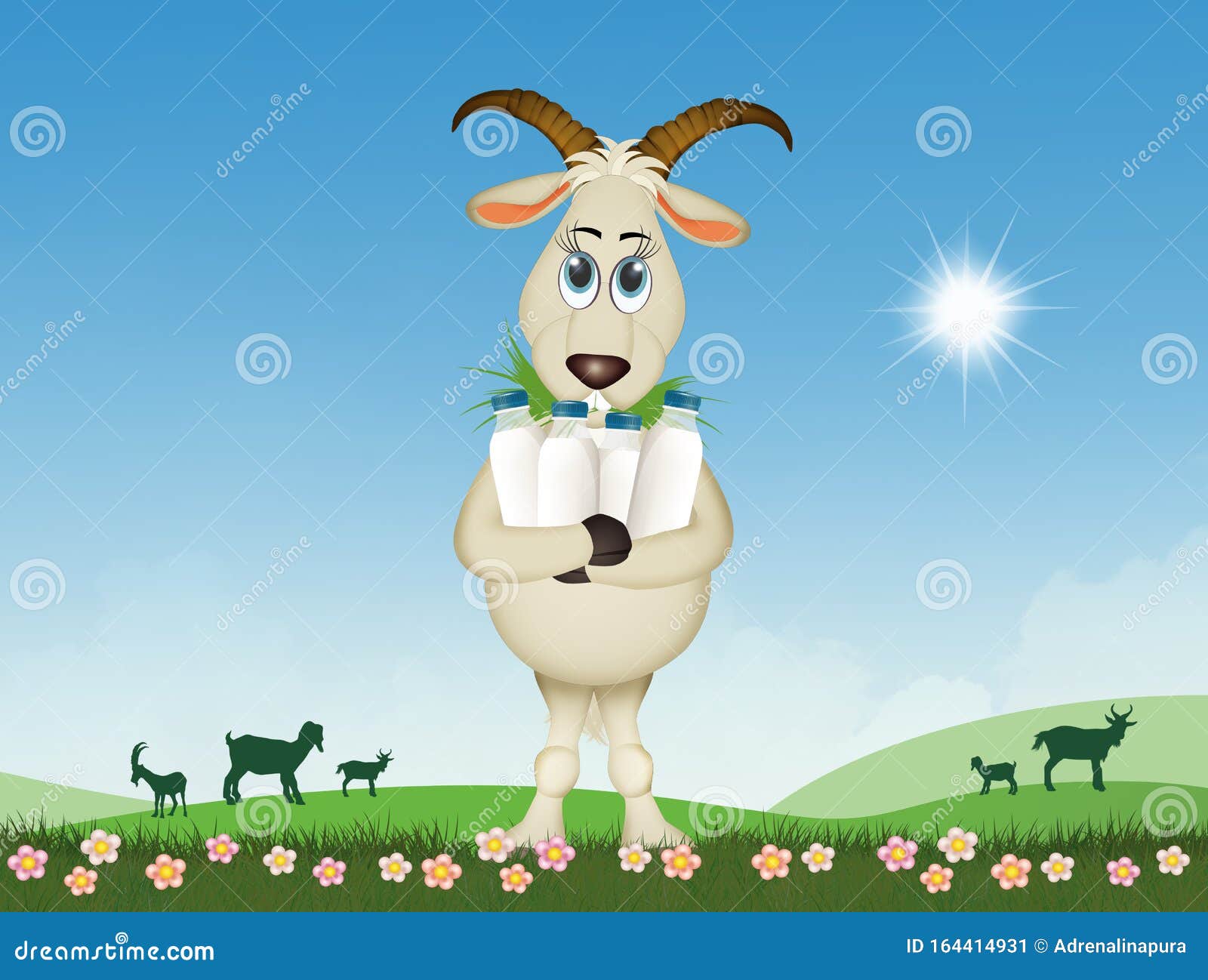 Goat with milk stock illustration. Illustration of cheese - 164414931