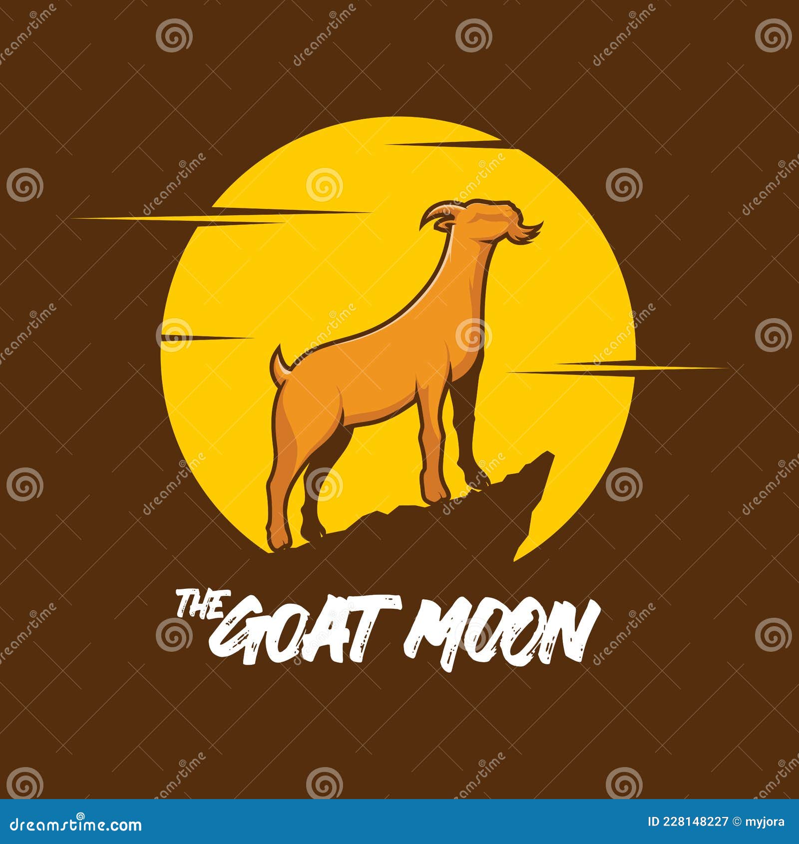 Goat and Moon Logo Design Vector Template Stock Vector - Illustration ...