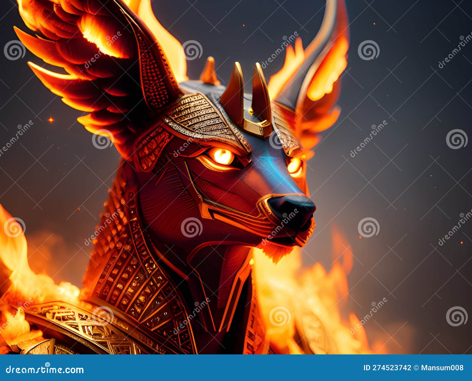 Illustration of a God Anubis with a Flame , AI Generated Stock ...