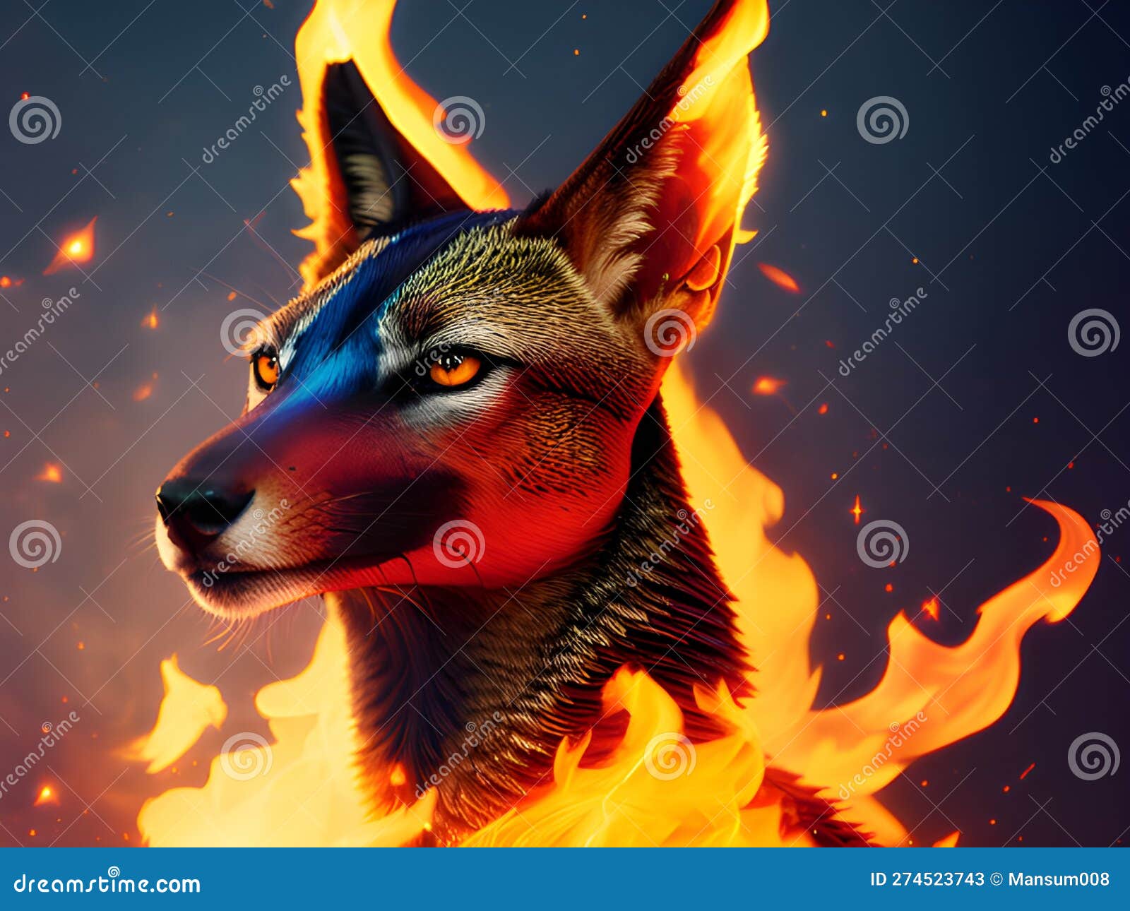 Illustration of a God Anubis with a Flame, AI Generated Stock ...