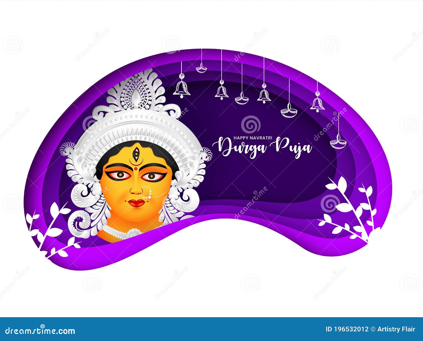 Illustration of Goddess Durga on Paper Cut Background Stock Vector ...