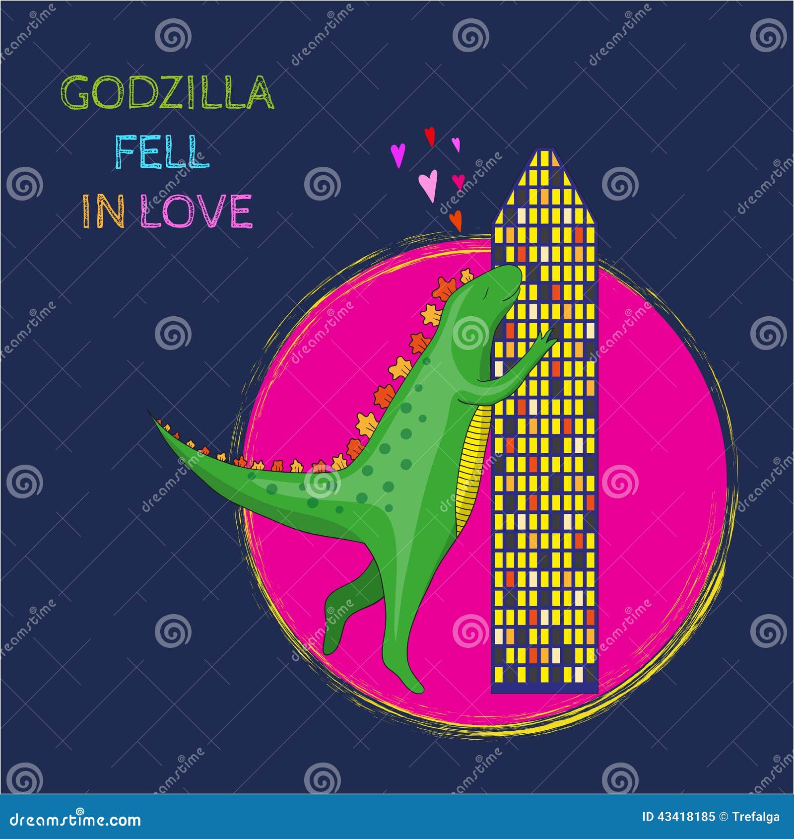 Illustration of Godzilla Fell in Love Stock Vector - Illustration of ...