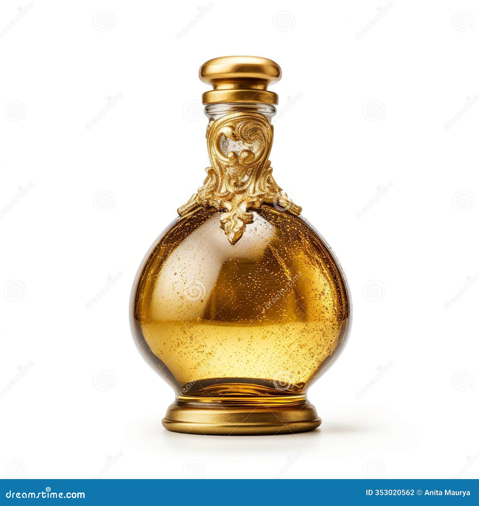 Illustration of Gold Bottle Isolated on White, Generative Ai Stock ...