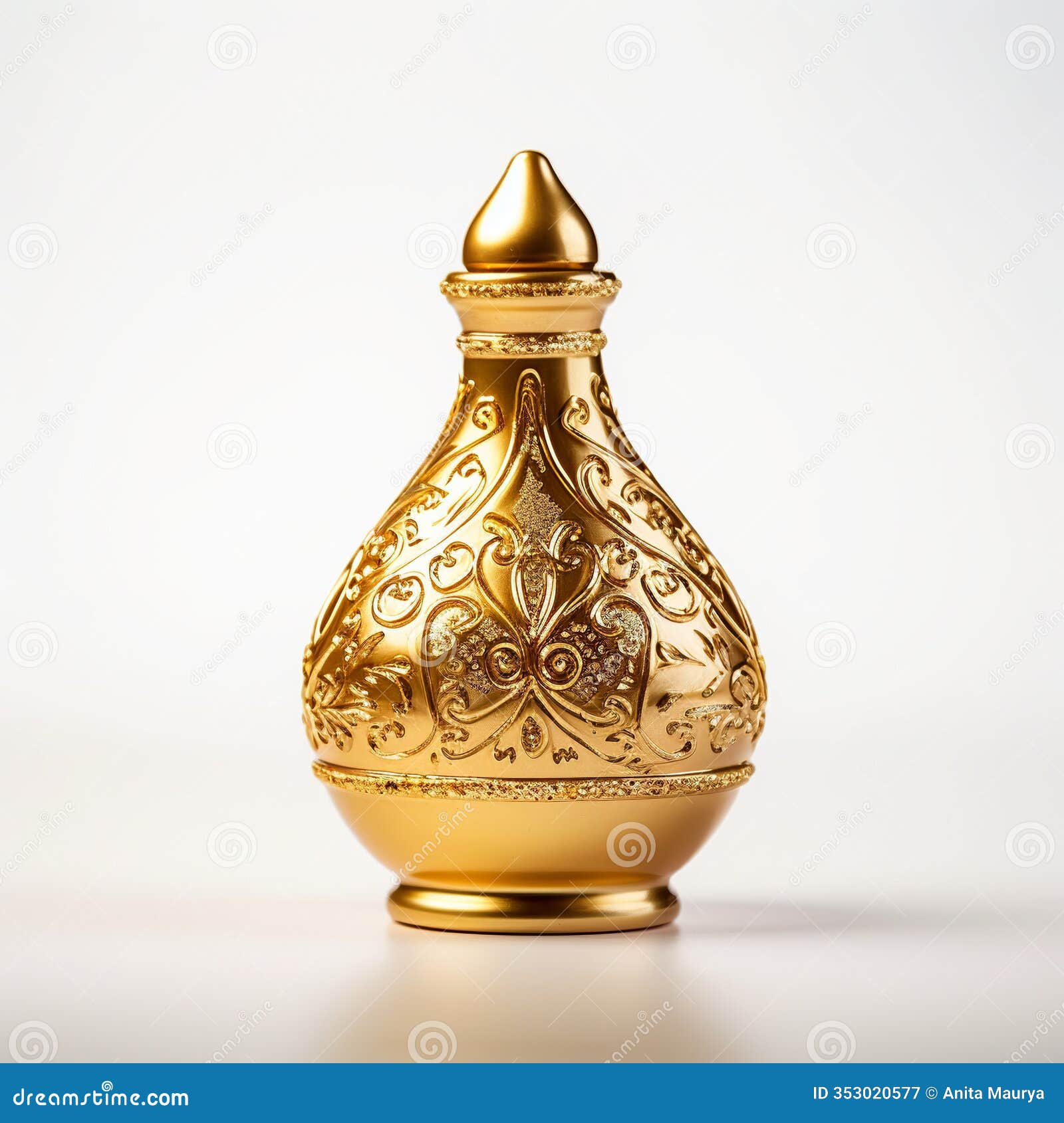 Illustration of Gold Bottle Isolated on White, Generative Ai Stock ...