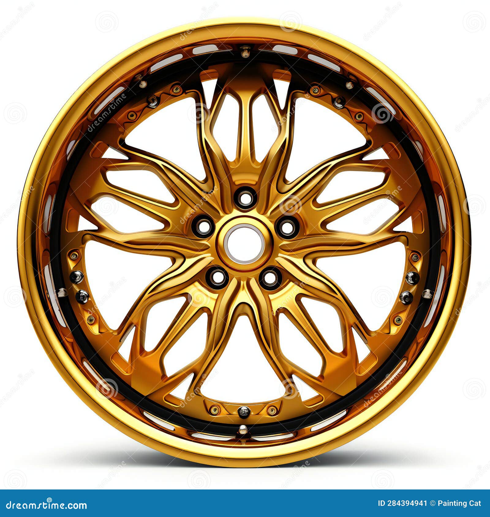 Gold Car Wheel Isolated on White Background Stock Illustration ...