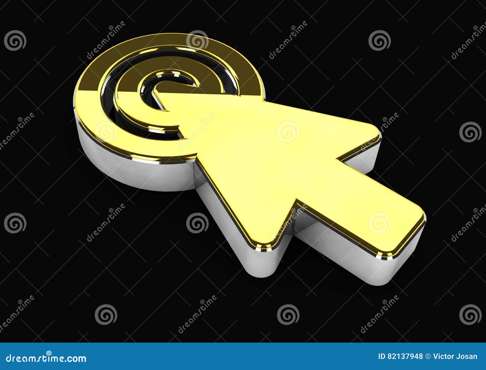 Illustration of Gold Click Symbol on Black Background Stock ...