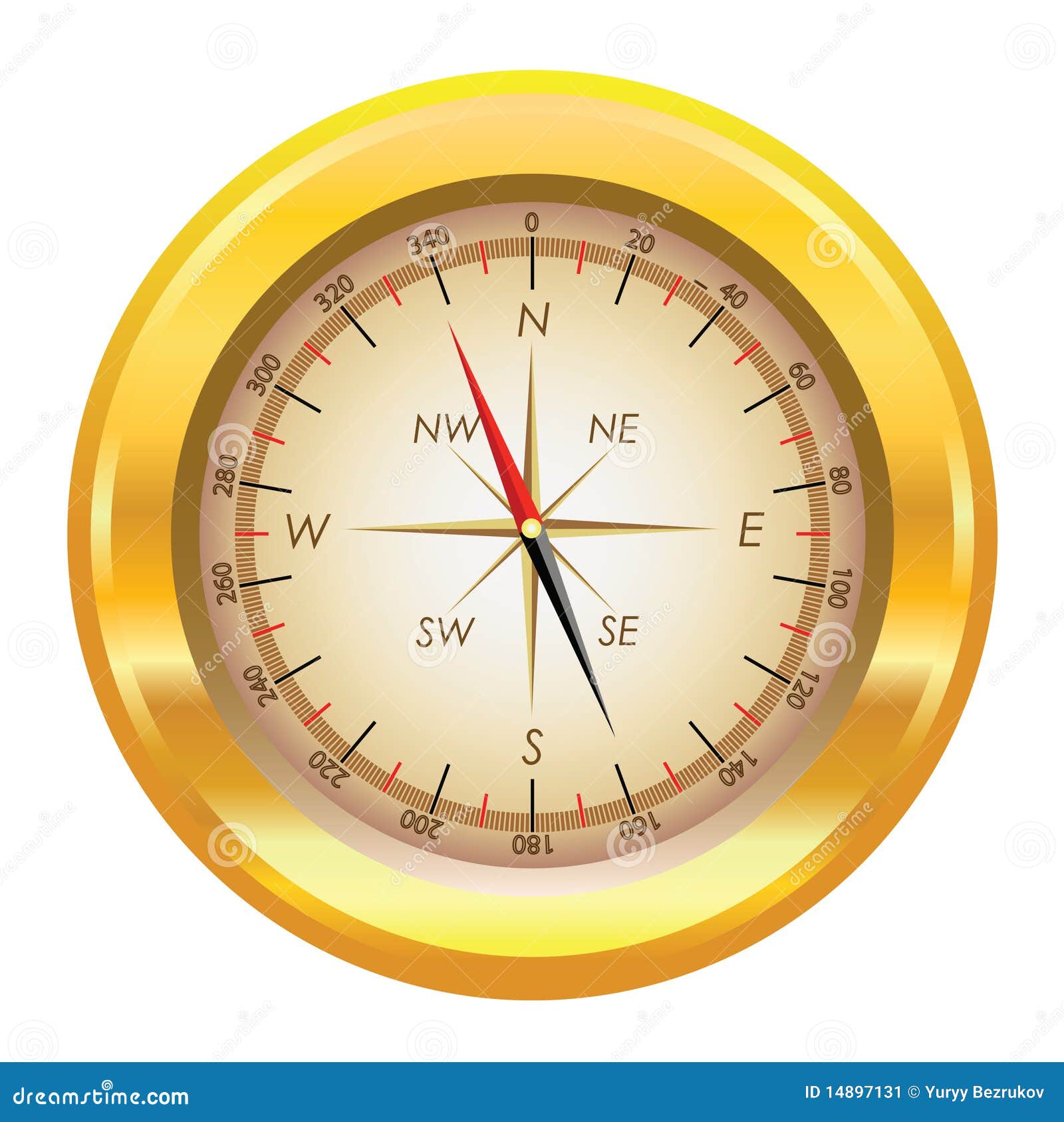 Illustration of a Gold Compass Stock Vector - Illustration of world ...