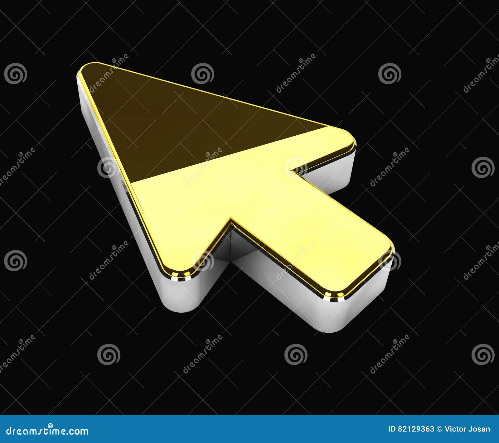 Illustration of Gold Cursor Symbol on Black Background Stock ...