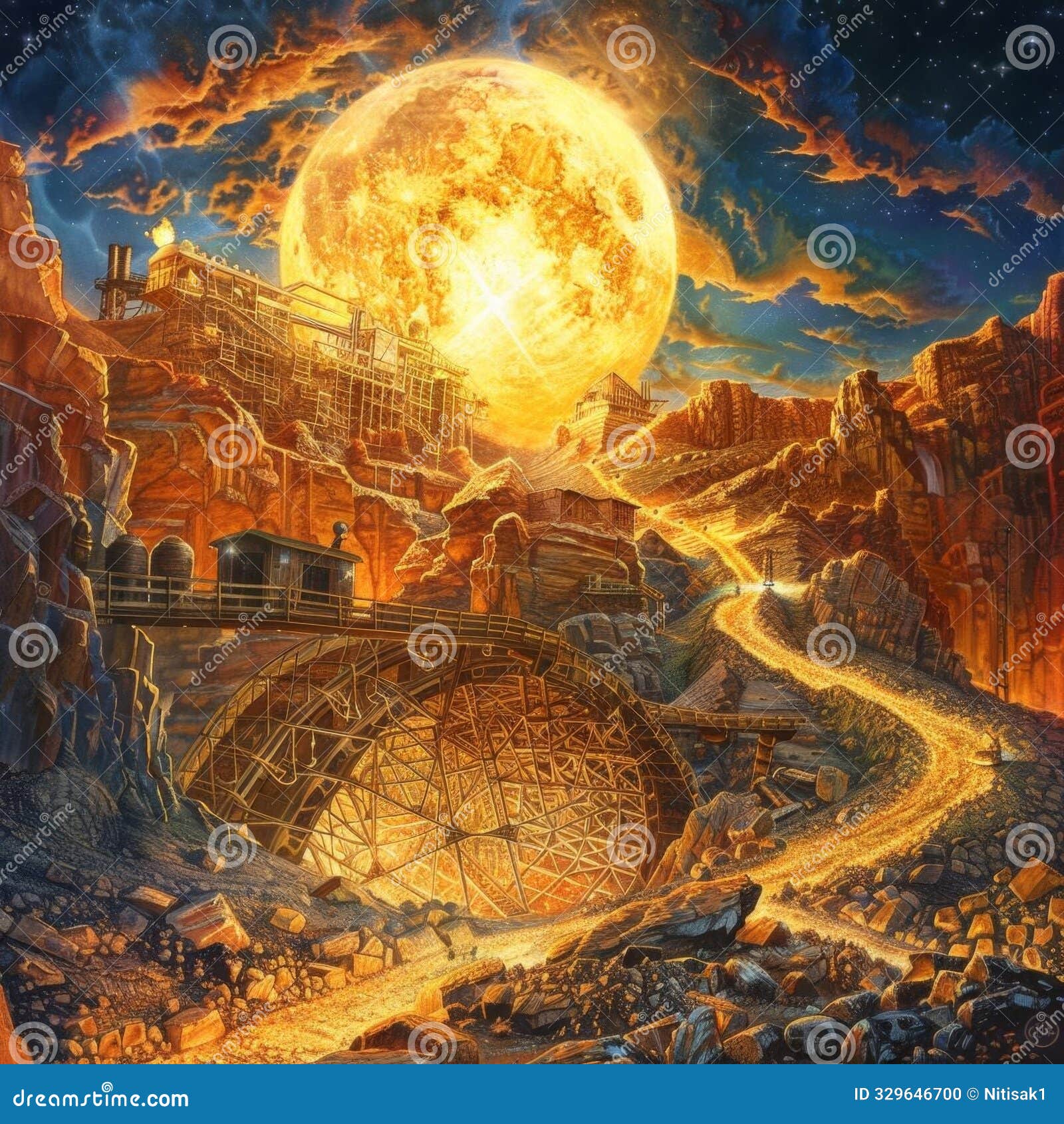 3 Illustration of the Gold Mining Cycle with Bright and Detailed ...